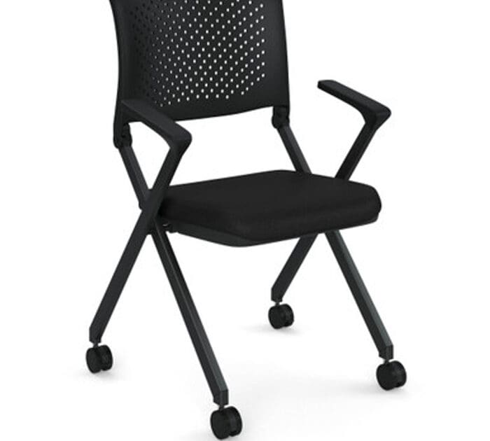 OfficeSource Julep Black Nesting Chair with Arms and Casters | Capital ...